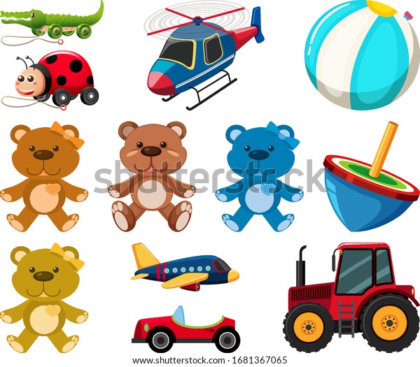 Large Set Different Toys On White Stock Vector (Royalty Free ...