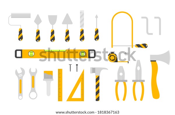 Large Set Hand Tool Icons Isolated Stock Vector (Royalty Free ...
