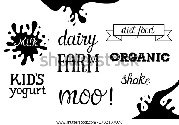 Large Set Logos Dairy Industry Packaging Stock Vector (Royalty Free ...