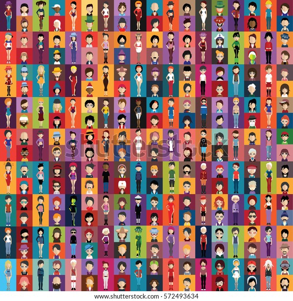 Large Set People Avatar Full Body Stock Vector (Royalty Free) 572493634 ...