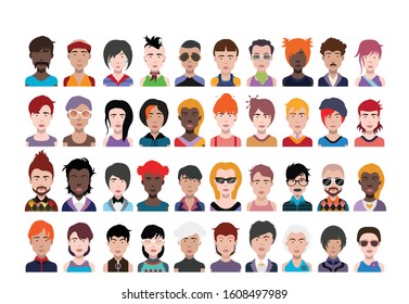 Large Set People Avatars Flat Style 스톡 벡터(로열티 프리) 1608497989 | Shutterstock