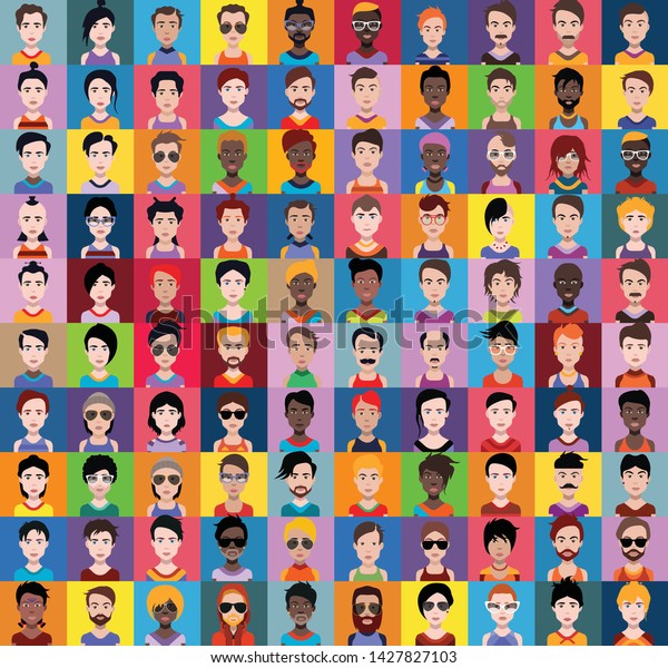 Large Set People Avatars Flat Style Stock Vector (Royalty Free ...