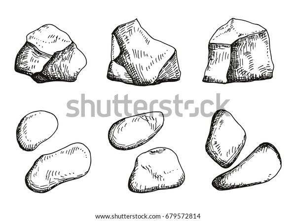 Large Stones Hand Drawing Vector Stock Vector (Royalty Free) 679572814