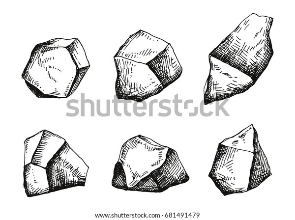 Large Stones Hand Drawing Vector Illustration Stock Vector (Royalty ...