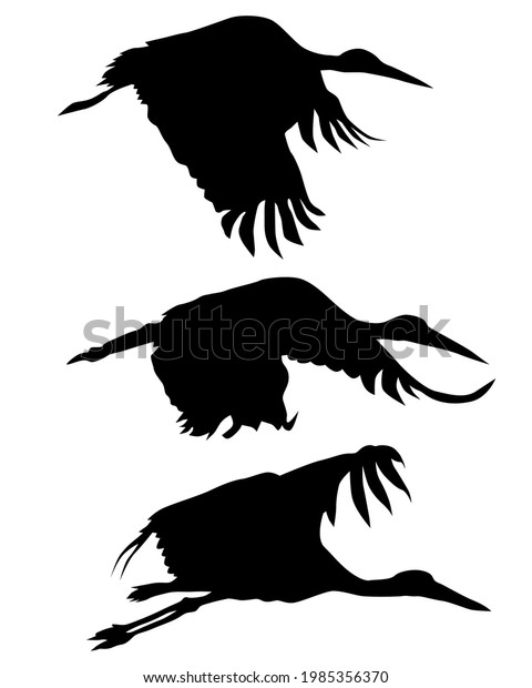 Large Stork Flying Sky Isolated Silhouette Stock Vector (Royalty Free ...