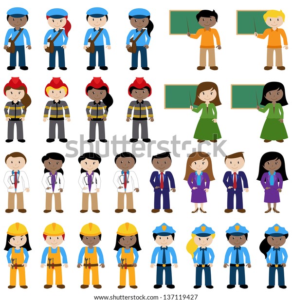 Large Vector Collection Career Professional People Stock Vector ...