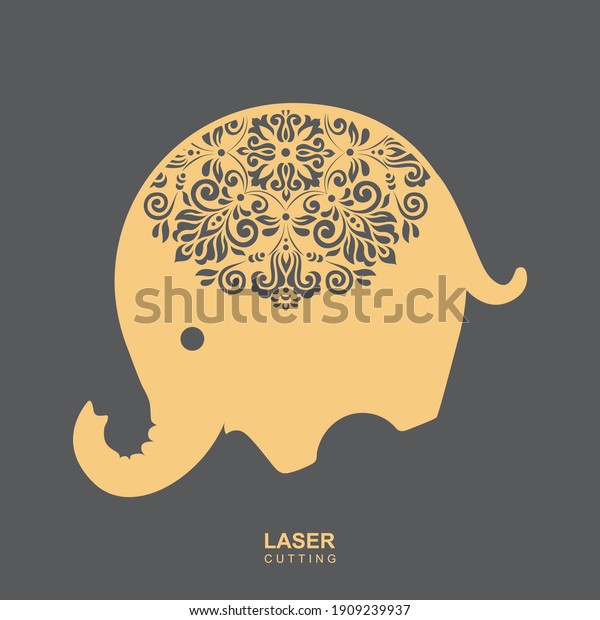 Laser Cut Elephant Decorative Design Stock Vector (Royalty Free ...
