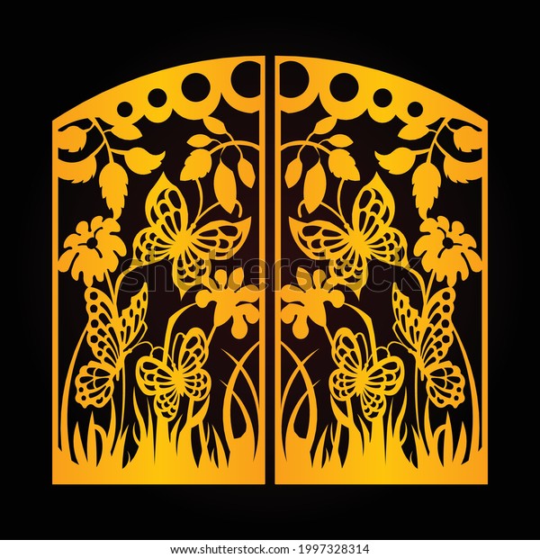 Laser Cut Gate Panels Modern Gate Stock Vector (Royalty Free ...