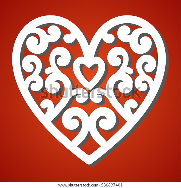 Laser Cut Heart Paper Cutting Valentines Stock Vector Royalty Free