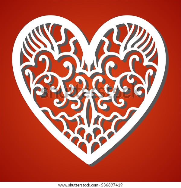 Laser Cut Heart Paper Cutting Valentines Stock Vector (Royalty Free ...