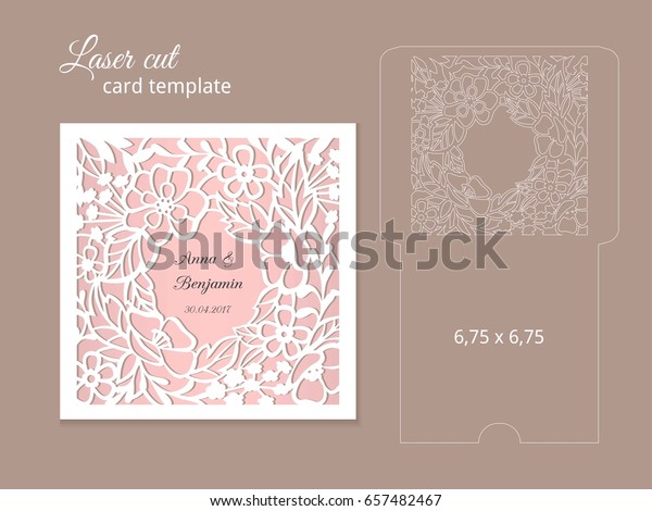 Stock vektor „Laser cut pozvánka šablona. Svatební pozvánka“ (bez ...
