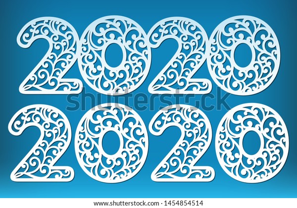 Laser Cut Number 2020 Template Lace Stock Vector (Royalty Free ...