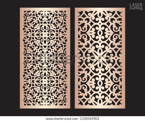 Laser Cut Ornamental Panels Set Pattern Stock Vector (Royalty Free ...