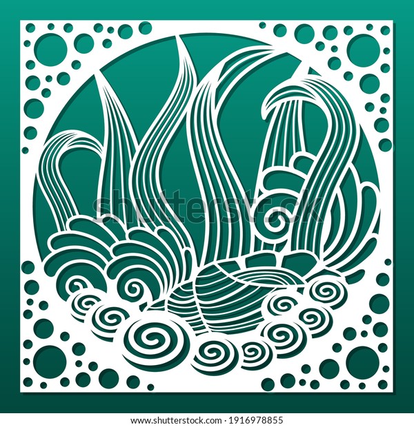 Laser Cut Panel Nautical Underwater Design Stock Vector (Royalty Free ...