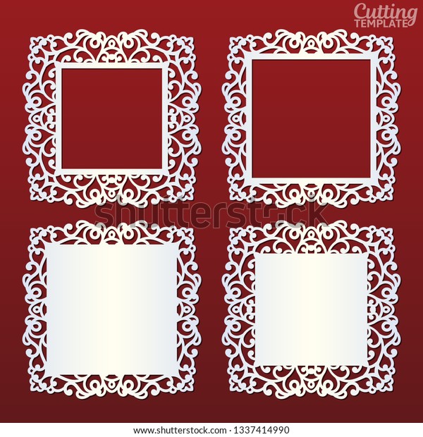 Laser Cut Paper Lace Square Frames Stock Vector (Royalty Free ...