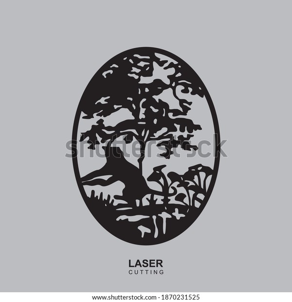Laser Cut Scenery Wall Art Interior Stock Vector (Royalty Free ...