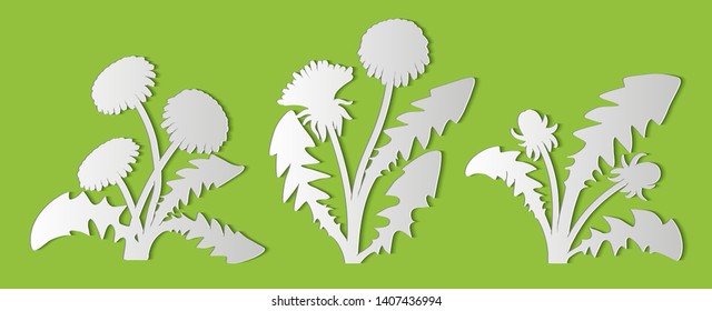Laser Cut Template Dandelion Openwork Leaves Stock Vector (Royalty Free ...