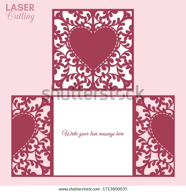 Laser Cut Template Gate Fold Card Stock Vector (Royalty Free ...