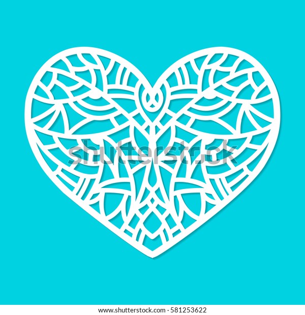 Laser Cut Vector Heart Ornament Cutout Stock Vector (Royalty Free ...