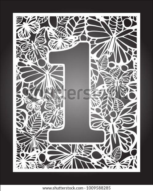 Laser Cut Vector Number One Butterfly 스톡 벡터(로열티 프리) 1009588285 ...