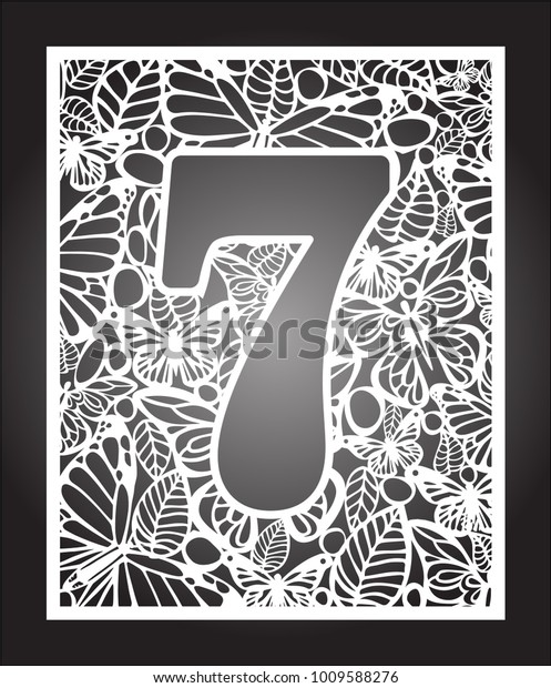 Laser Cut Vector Number Seven Butterfly Stock Vector (Royalty Free ...