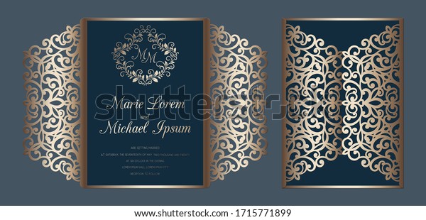 Laser Cut Wedding Invitation Gate Fold Stock Vector (Royalty Free ...