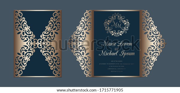 Laser Cut Wedding Invitation Gate Fold Stock Vector (Royalty Free ...
