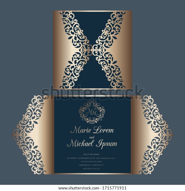 Laser Cut Wedding Invitation Gate Fold: เวกเตอร์สต็อก (ปลอดค่าลิขสิทธิ์ ...