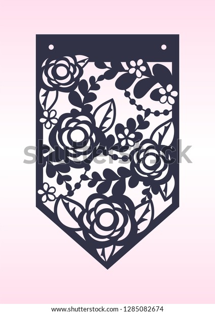 Laser Cutting Template Pennant Banner Die Stock Vector (Royalty Free ...