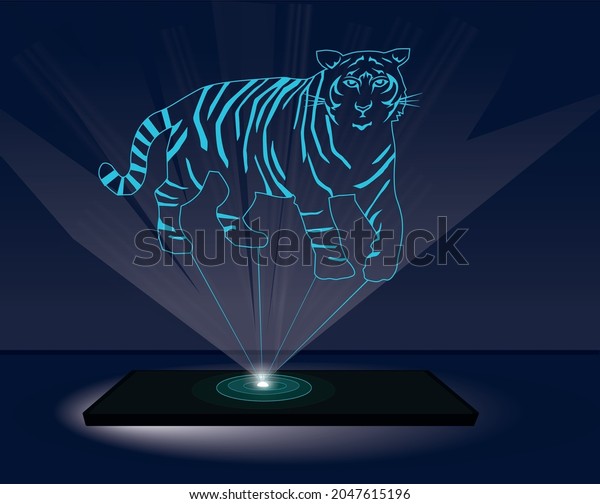 Laser Holographic Projection Tiger Stock Vector (Royalty Free ...