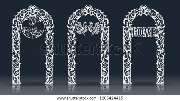 Laser Wedding Arch Template Cutting Vinyl Stock Vector (Royalty Free ...