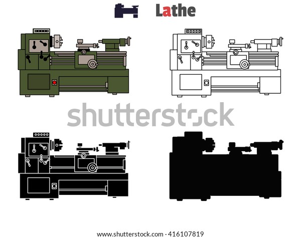 Lathe Front View Color Image Silhouette: vetor stock (livre de direitos ...