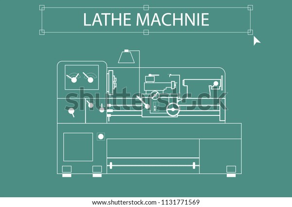 Lathe Machine Drawing Thoroughly Detail Lathe: เวกเตอร์สต็อก (ปลอดค่า ...