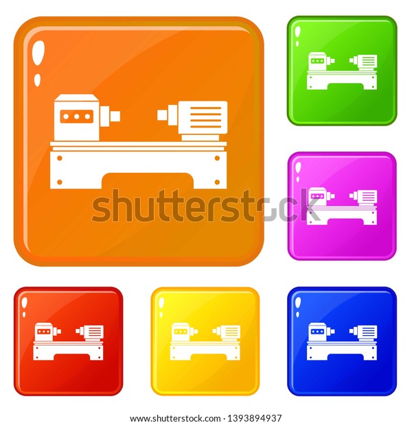 Lathe Machine Icons Set Collection Vector Stock Vector (Royalty Free ...