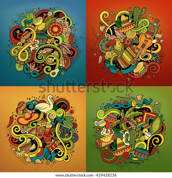 Latin American Cartoon Vector Hand Drawn Stock Vector (Royalty Free ...