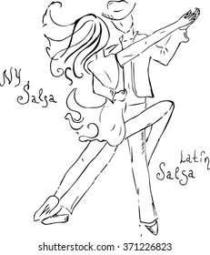Latin Salsa Sketch Vector Dancers Passionately: เวกเตอร์สต็อก (ปลอดค่า ...
