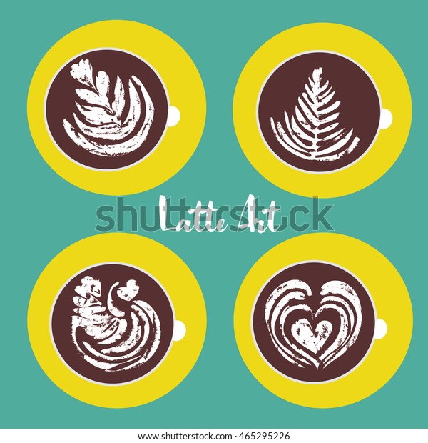 Latte Art Vector Coffee Illustration Stock Vector (Royalty Free ...