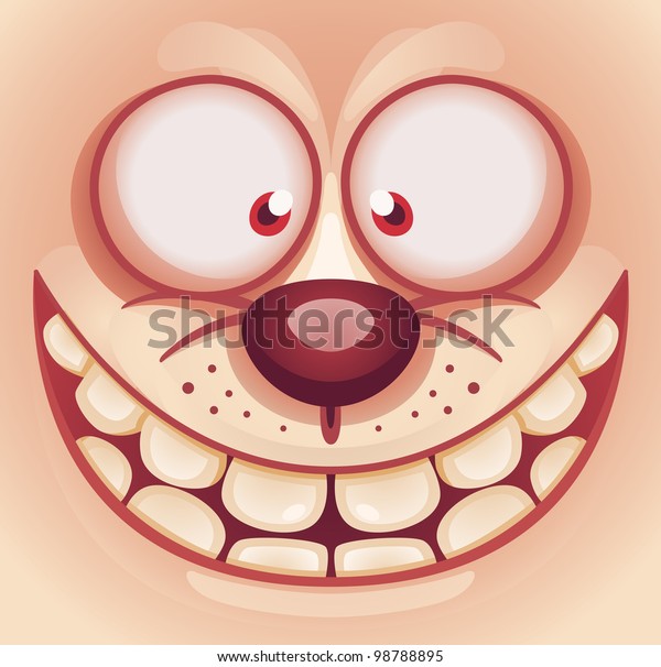Laughing Cute Animal Face Stock Vector (Royalty Free) 98788895 ...