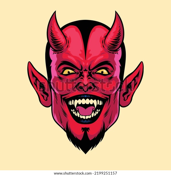 Laughing Devil Head Vintage Hand Drawing Stock Vector (Royalty Free ...