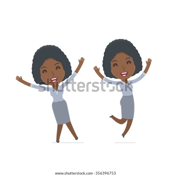 Laughing Joyful Character Social Worker Celebrates Stock Vector ...