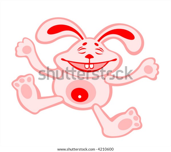 Laughing Pink Rabbit On White Background Stock Vector (Royalty Free ...