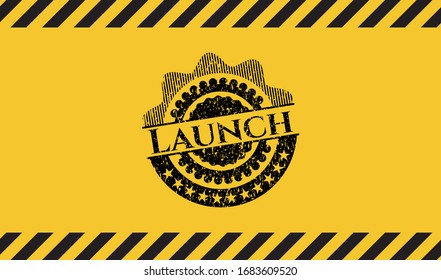 Launch Black Grunge Emblem Inside Yellow Stock Vector (Royalty Free ...