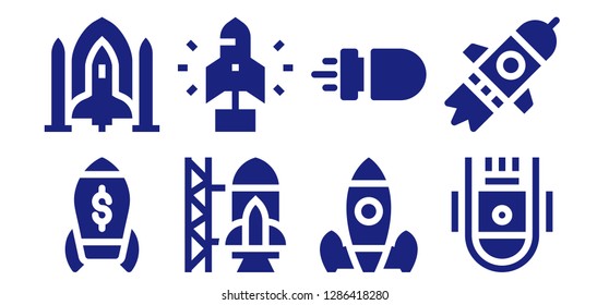 Launch Icon Set 8 Filled Launch Stock Vector (Royalty Free) 1286418280 ...