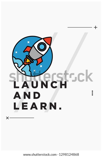 Launch Learn Motivational Quote Rocket Ship Stock Vector (Royalty Free ...