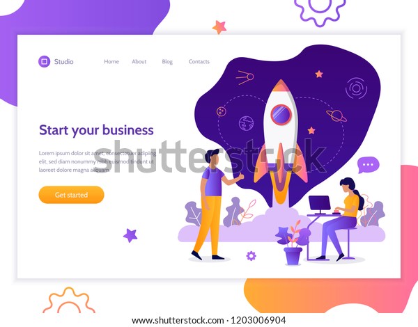 Launch New Business Project Web Banner Stock Vector (Royalty Free ...