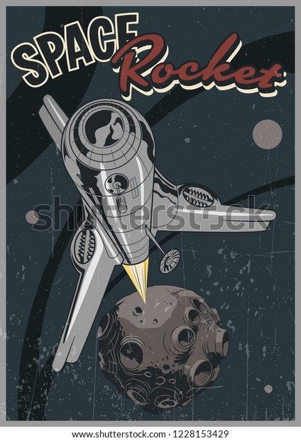Launch Space Rocket Vintage Retro Futuristic Stock Vector (Royalty Free ...