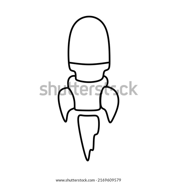 Launching Rocket Ship Doodle Icon Hand Stock Vector (Royalty Free ...
