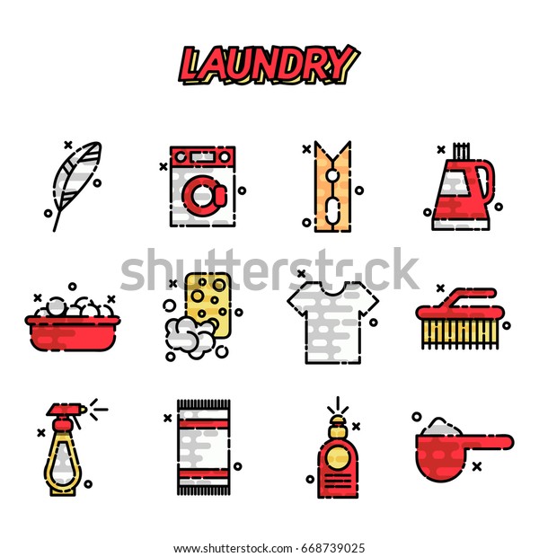 Laundry Cartoon Concept Icons Stock Vector (Royalty Free) 668739025 ...
