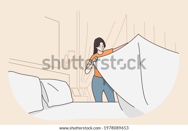 Laundry Day Cleaning Conceptyoung Smiling Happy Stock Vector (Royalty ...