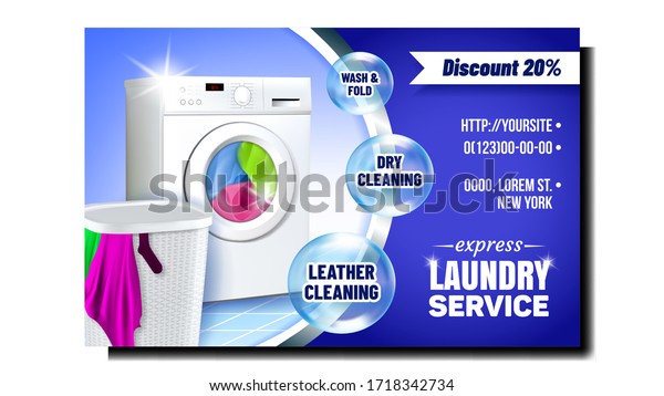 Laundry Express Service Advertising Poster Vector Stock Vector (Royalty ...